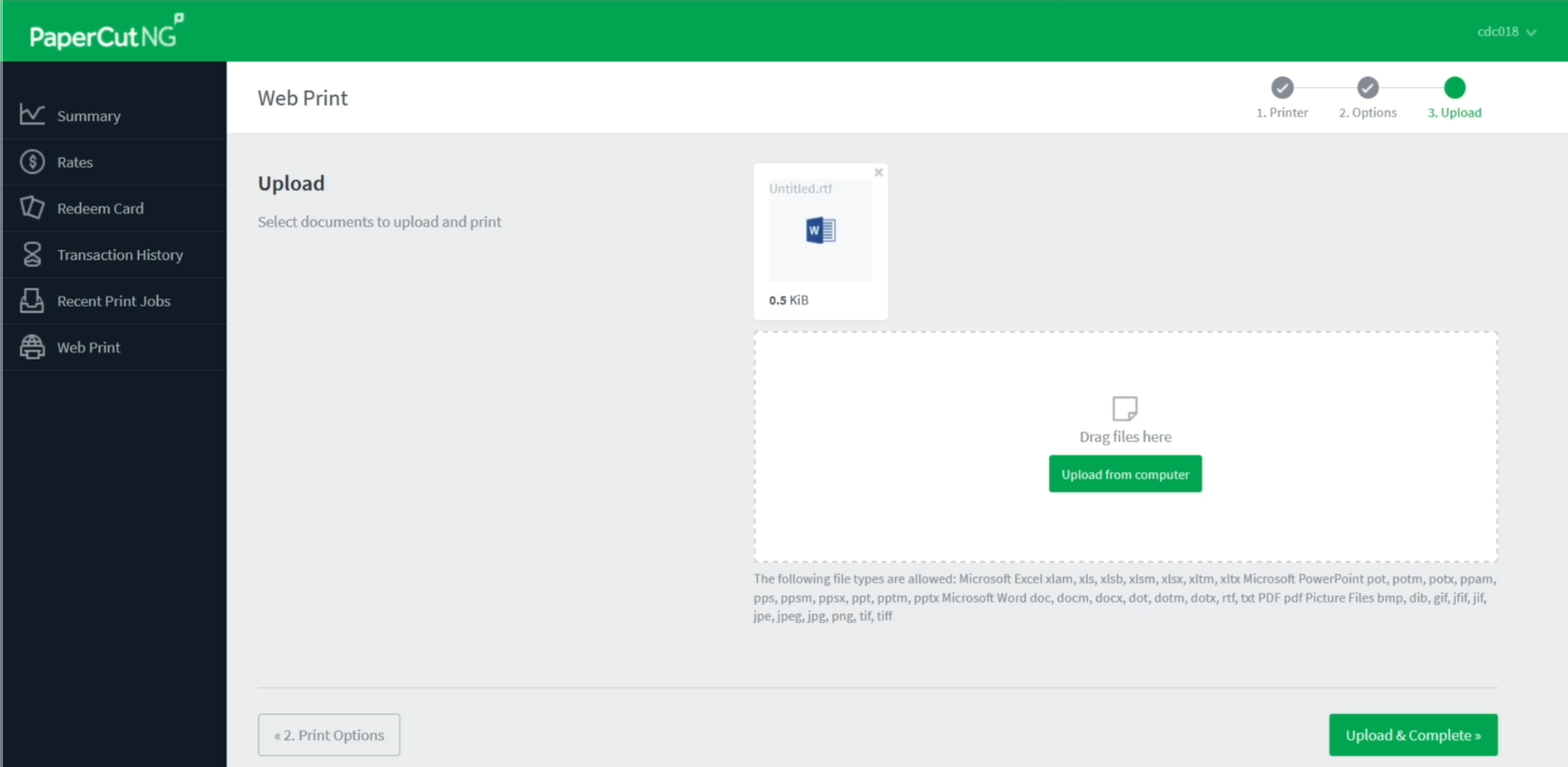 Submit a document for printing